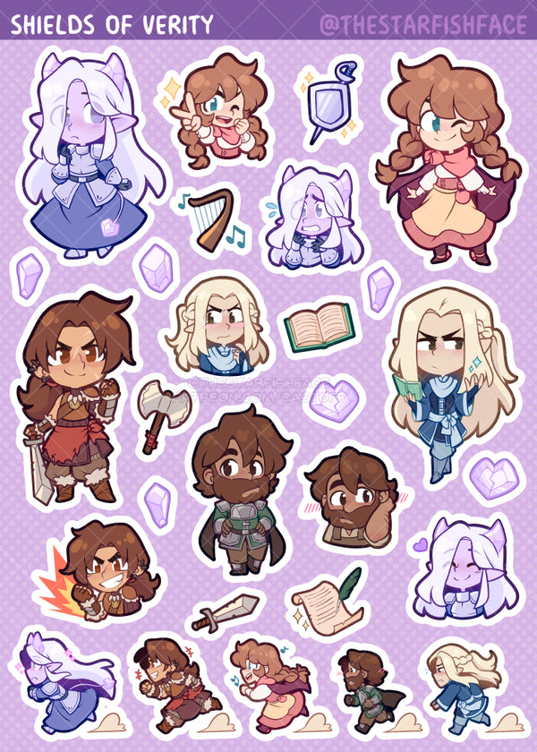 Verity and Friends Sticker Sheet – TheStarfishface